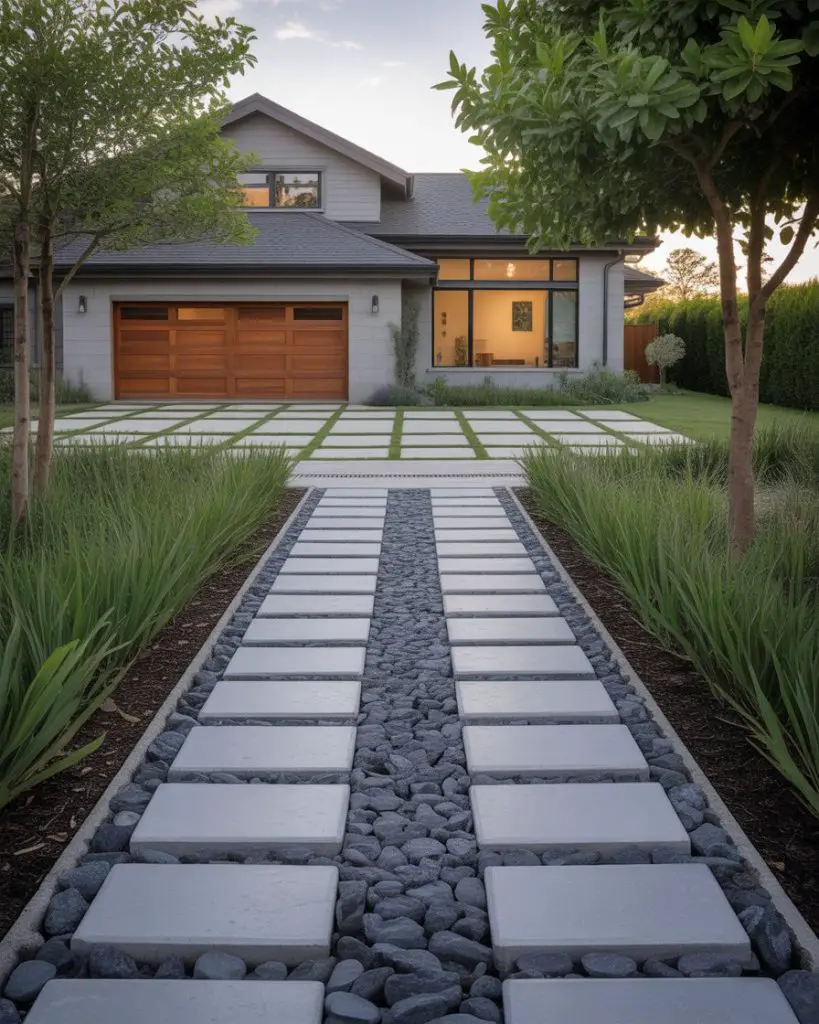Modern Driveway 76 Ideas 2025: Design Concrete Pavers, Lighting, and ...