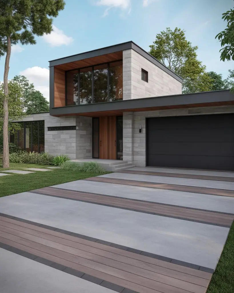 Modern Driveway 76 Ideas 2025: Design Concrete Pavers, Lighting, and ...