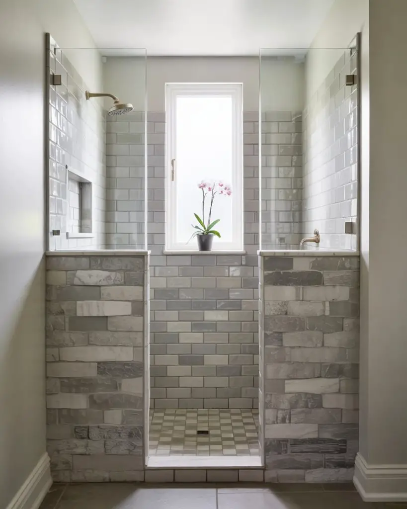No Door Showers Walk In 2025: 56 Ideas Walk In Half Walls, Small Spaces ...