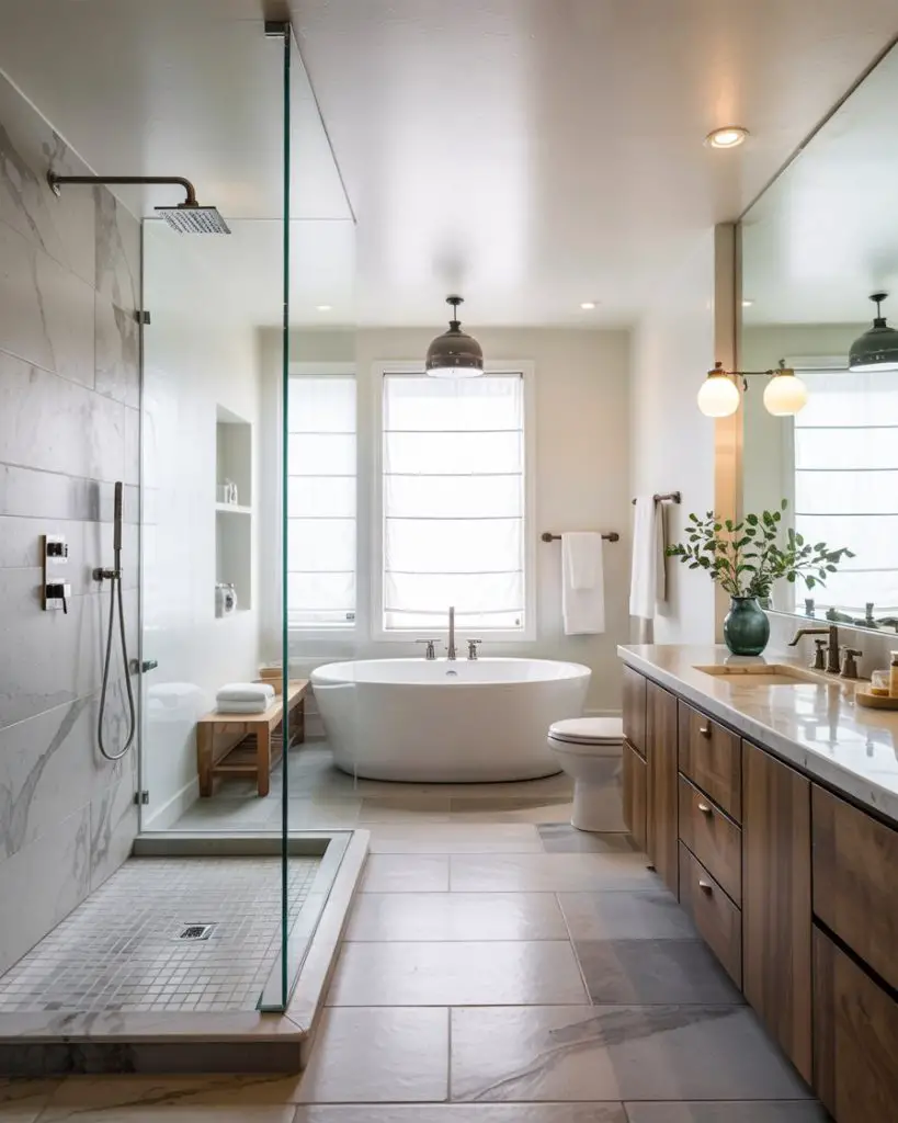 No Door Showers Walk In 2025: 56 Ideas Walk In Half Walls, Small Spaces ...