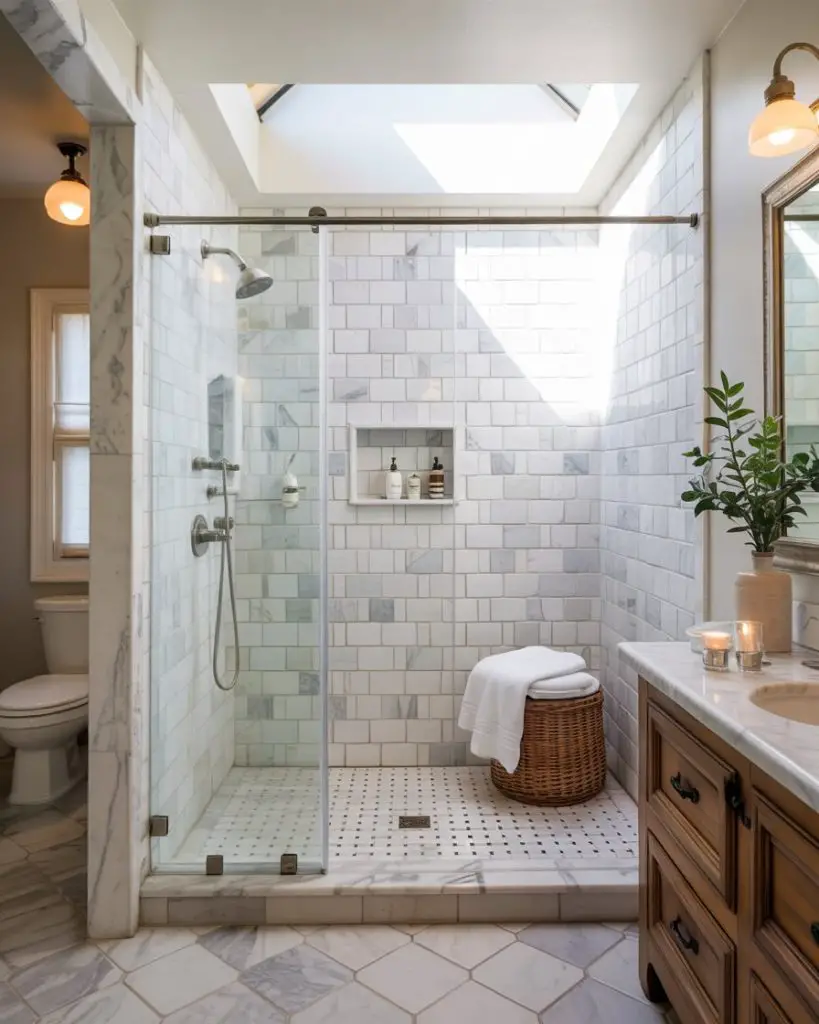 No Door Showers Walk In 2025: 56 Ideas Walk In Half Walls, Small Spaces ...