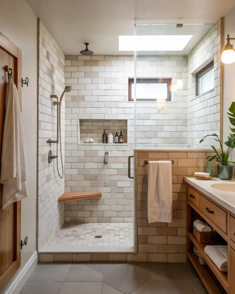 No Door Showers Walk In 2025: 56 Ideas Walk In Half Walls, Small Spaces ...