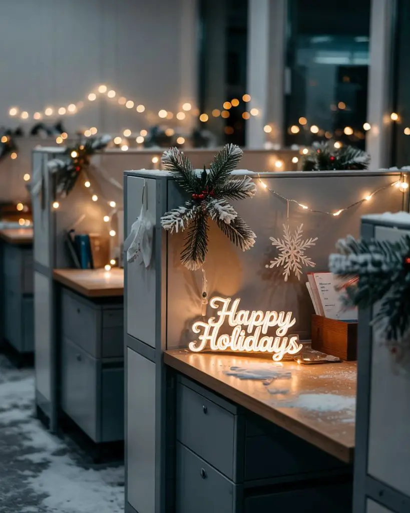 Office Christmas Decorations 2025: 52 Creative Ideas for Cubicles, Desk ...